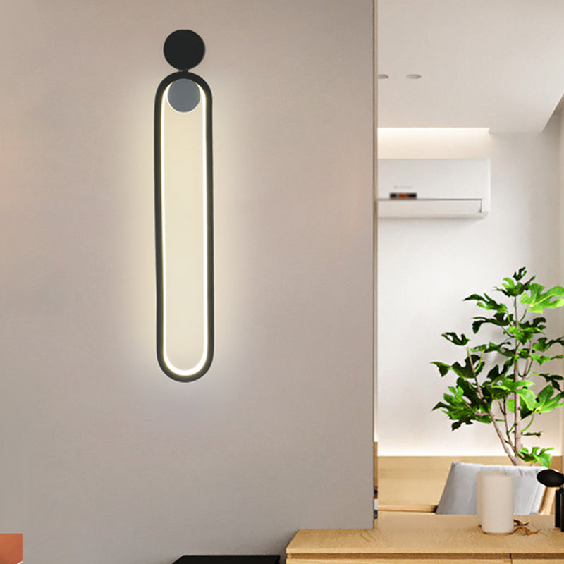 Contemporary Black Elliptical LED Wall Mounted Light Fixture for Study ...