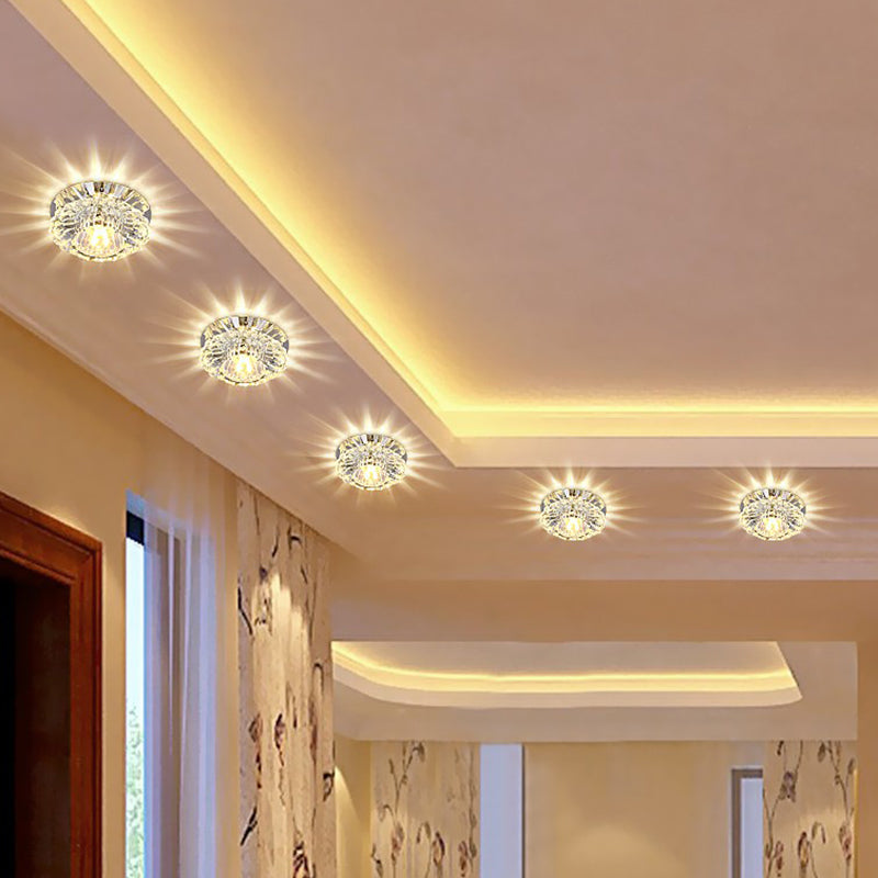 Modern Crystal Clear Flower Shade LED Flush Mount Ceiling Light for ...