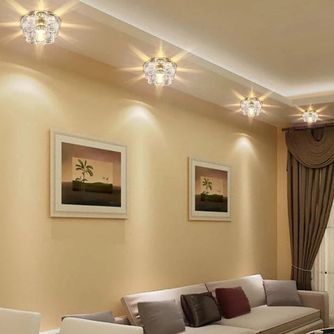 Contemporary Blossom Crystal Flush Ceiling Light - Clear LED Flush ...