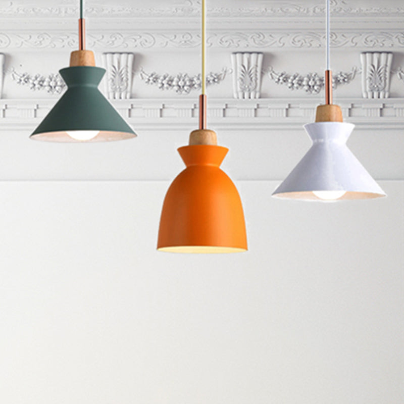 Modern Multi-Color Cone and Dome Pendant Light with 3 Metal Lights ...