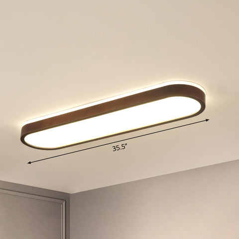 Simplicity Wooden Brown LED Ceiling Light for Aisle - Surface Mount ...
