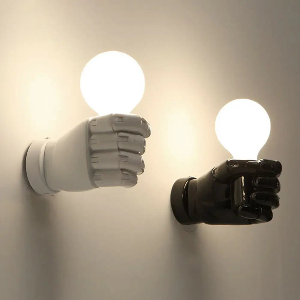 Artistic Resin Fist Wall Lamp Fixture: Unique 1 Bulb Wall Mounted ...