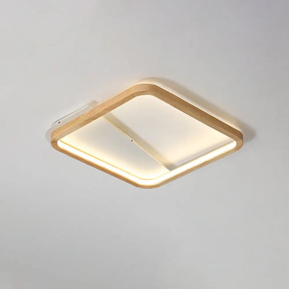 Beige Wood Frame LED Ceiling Fixture, Flush Mount, Multiple Length ...
