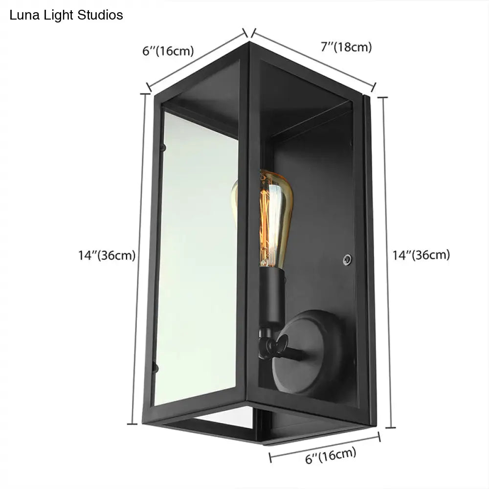 Black Glass Rectangle Sconce - Traditional Up/Down Wall Lamp for ...