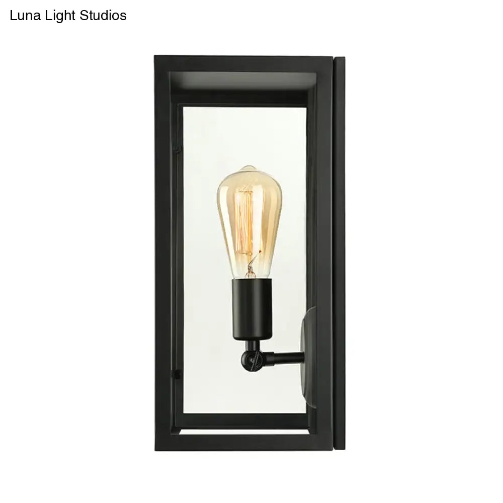 Black Glass Rectangle Sconce - Traditional Up/Down Wall Lamp for ...