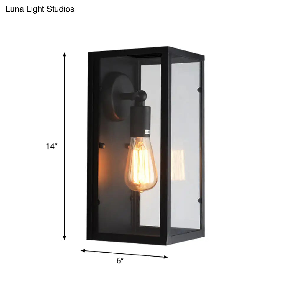 Black Glass Rectangle Sconce - Traditional Up/Down Wall Lamp for ...