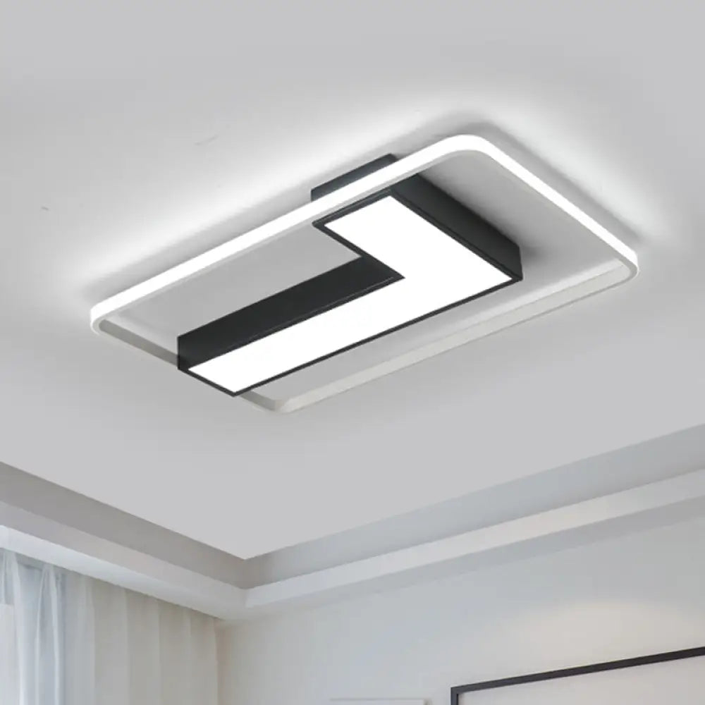 Black L Shaped LED Ceiling Mount Light Fixture for Study Room in ...