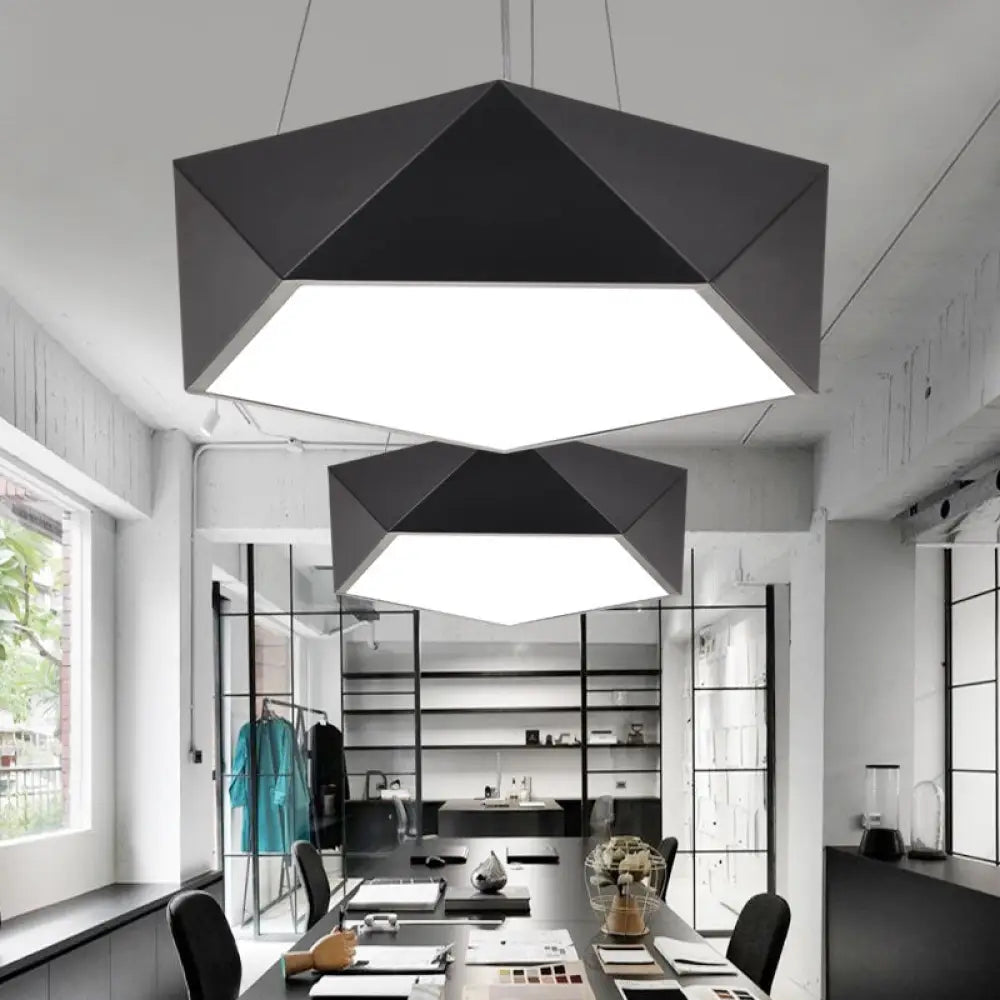 Black Pentagon LED Hanging Light Ceiling Chandelier - Luna Light ...