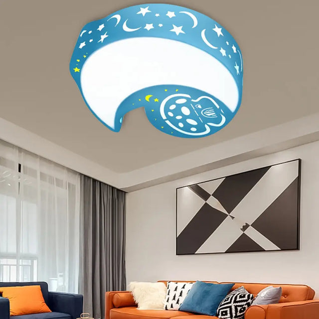 Blue Cartoon Moon Ceiling Lamp for Kindergarten with Acrylic Flush ...