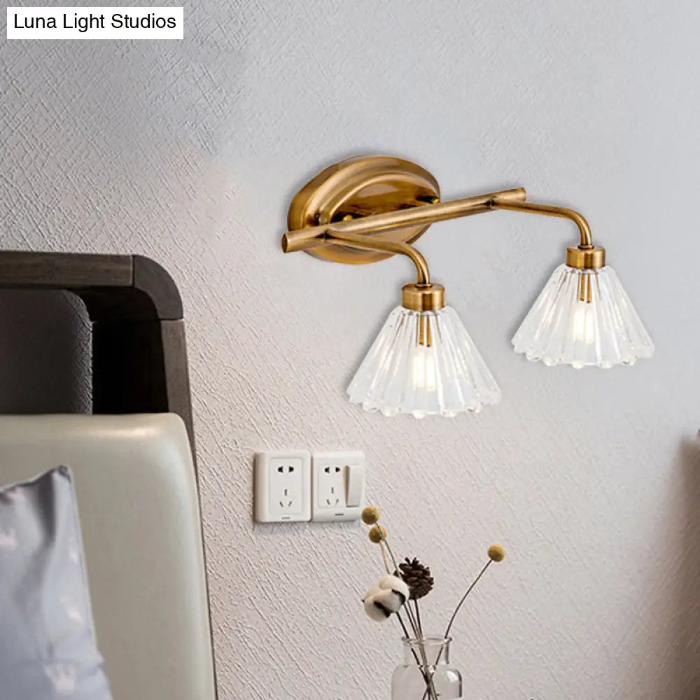 Brass Metal LED Cone Vanity Light Fixture - Traditional 1/2/3-Bulb ...