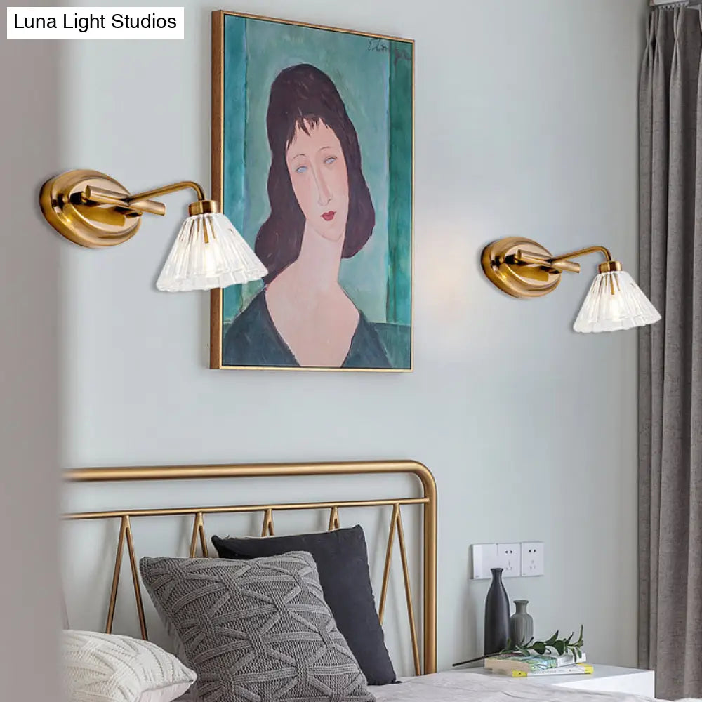 Brass Metal LED Cone Vanity Light Fixture - Traditional 1/2/3-Bulb ...