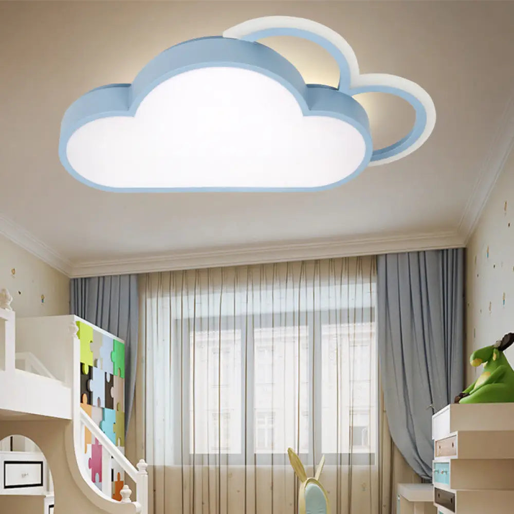 Cartoon LED Cloud Flushmount Lighting: Blue/Pink Stylish Ceiling ...