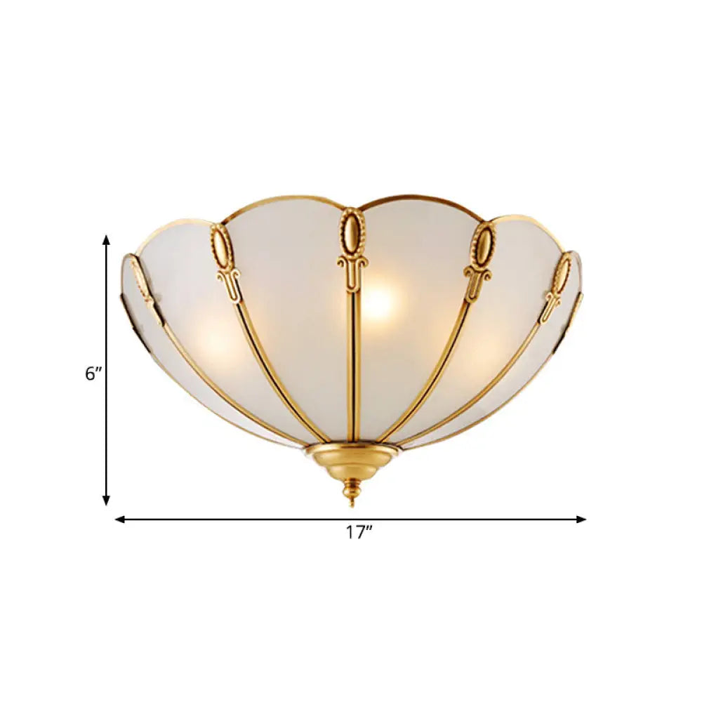 Classic Scallop Flush Mount Metal Ceiling Light Fixture in Brass for ...
