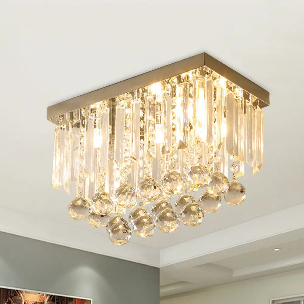 Clear Crystal LED Flushmount Ceiling Light - Sleek Cuboid Design for ...