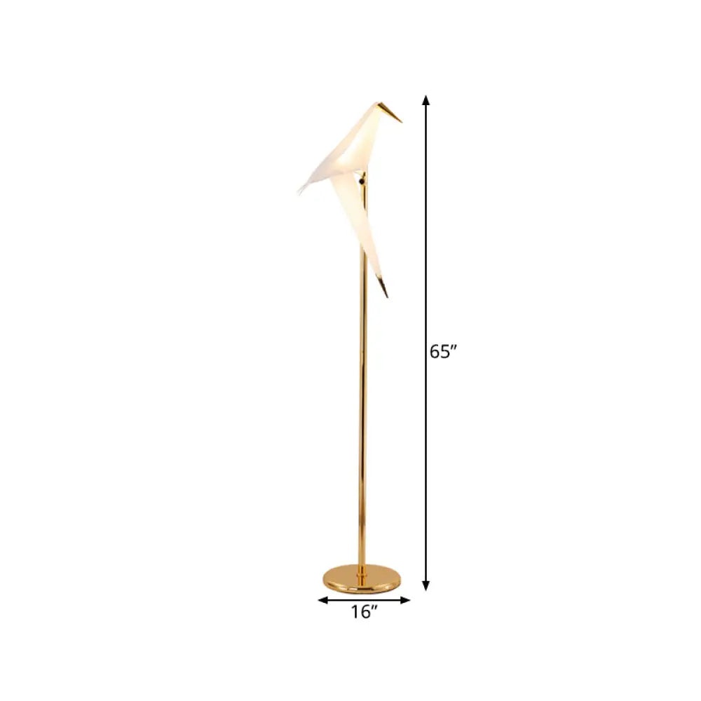 Contemporary Bird Shape LED Floor Lamp - Foldable Plastic, Gold Fish ...