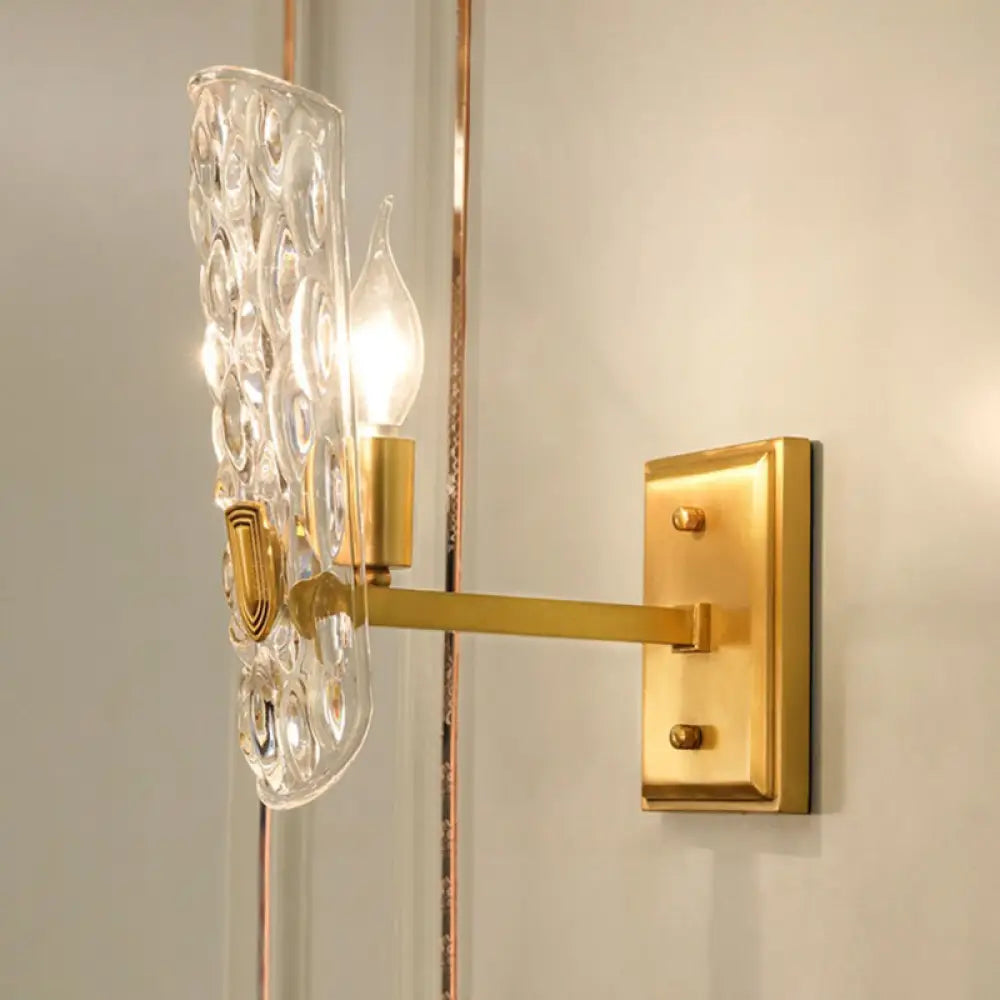 Contemporary Clear Water Glass Wall Sconce - Brass 1/2-Light Bedside ...