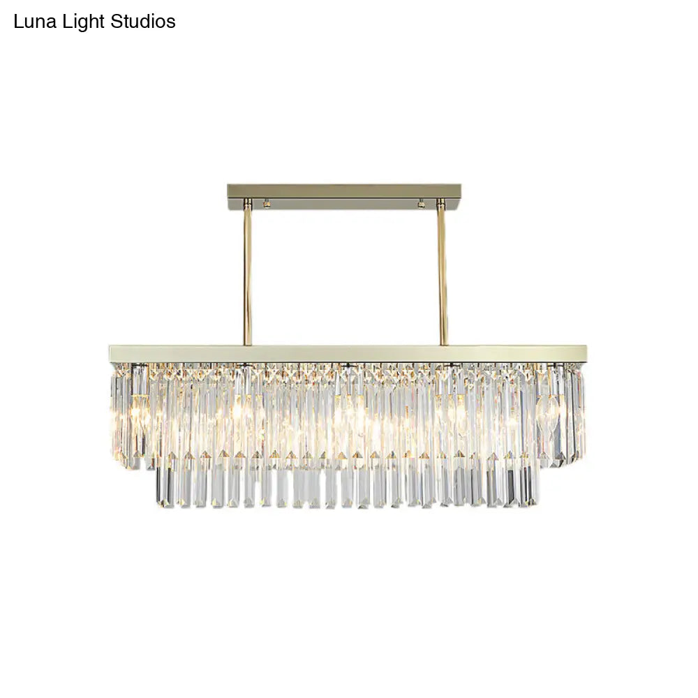 Contemporary Crystal Block Rectangle Hanging Lamp Kit - 8 Lights ...