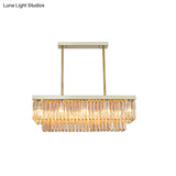Contemporary Crystal Block Rectangle Hanging Lamp Kit - 8 Lights ...