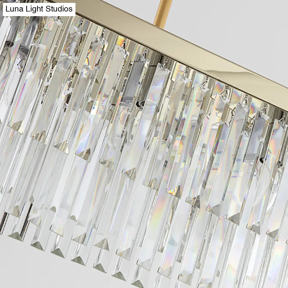 Contemporary Crystal Block Rectangle Hanging Lamp Kit - 8 Lights ...