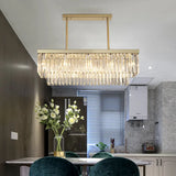 Contemporary Crystal Block Rectangle Hanging Lamp Kit - 8 Lights ...