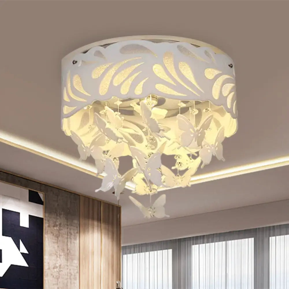 Contemporary Crystal Drop LED Flush Light - White, 8/12 Heads ...
