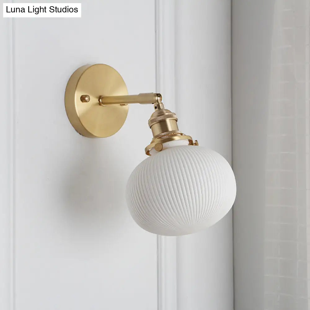 Country-Style Kitchen Wall Light Kit: Elliptical Ribbed Ceramic Lamp ...