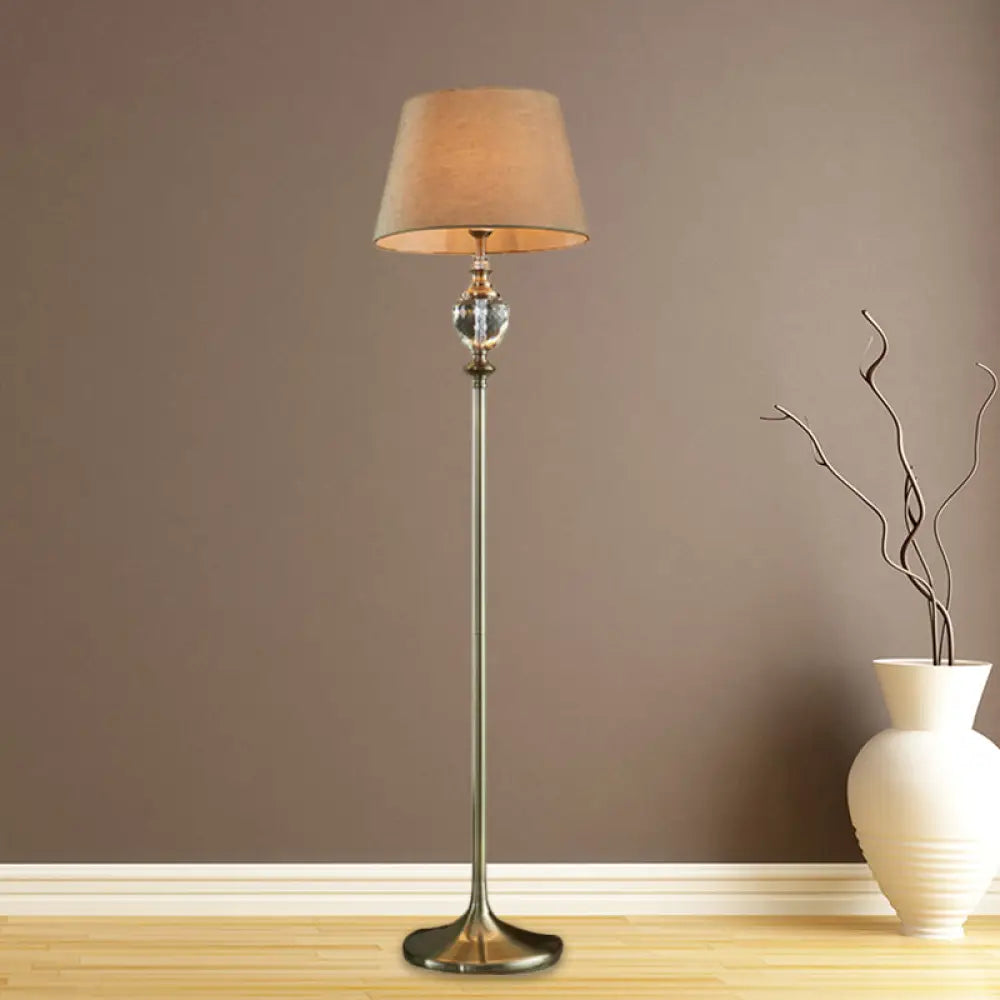 Crystal Stand-Up Lamp with Pleated/Tapered Shade: Traditional Living ...