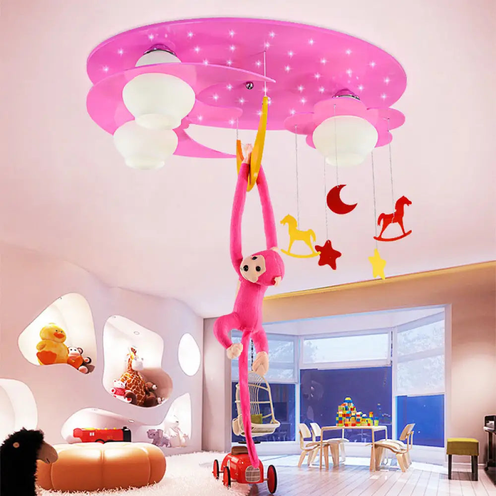 Decorative Metal Moon & Star Ceiling Light for Child's Bedroom with ...