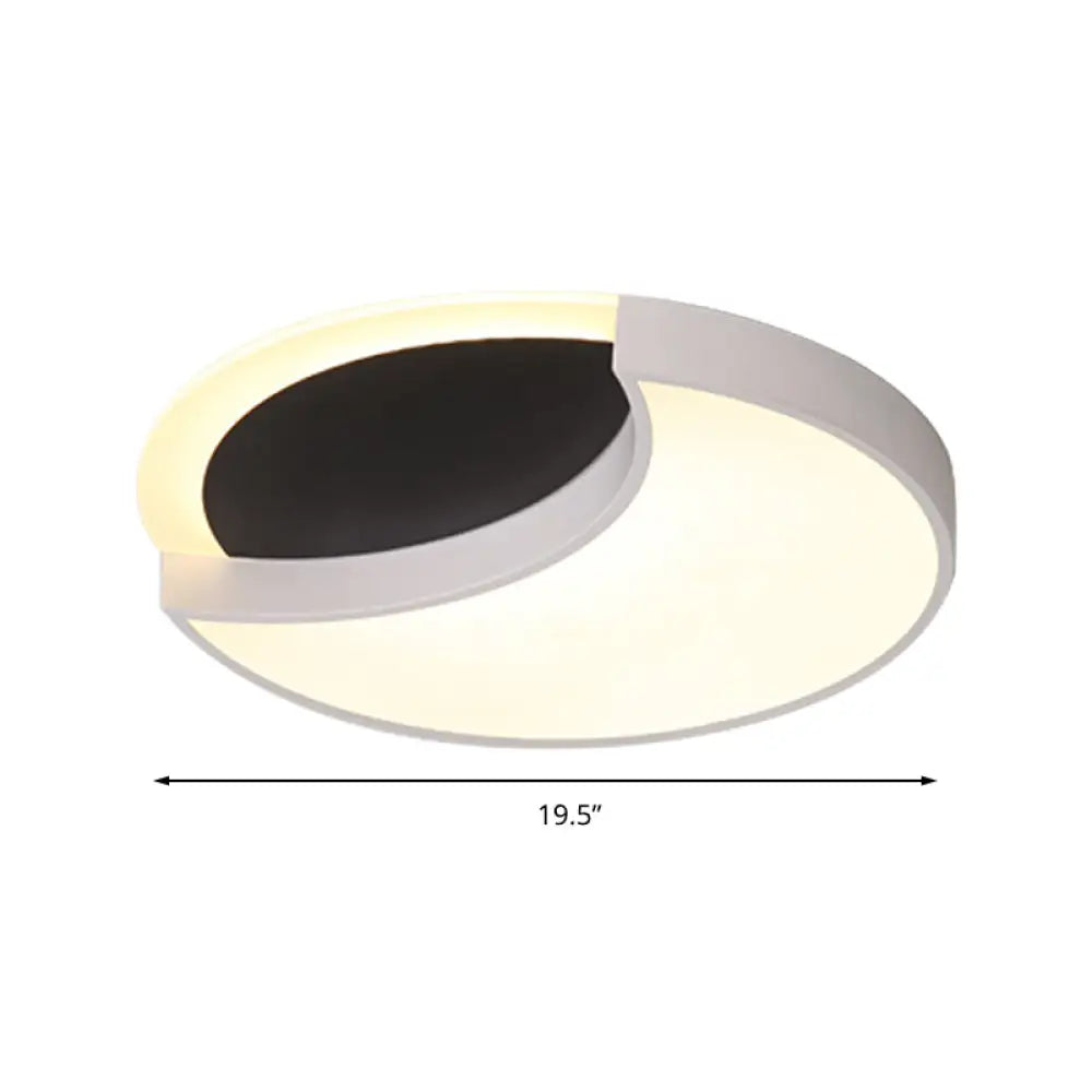 Eclipse Modern Black & White Ceiling Lamp - Metal Acrylic LED Flush ...