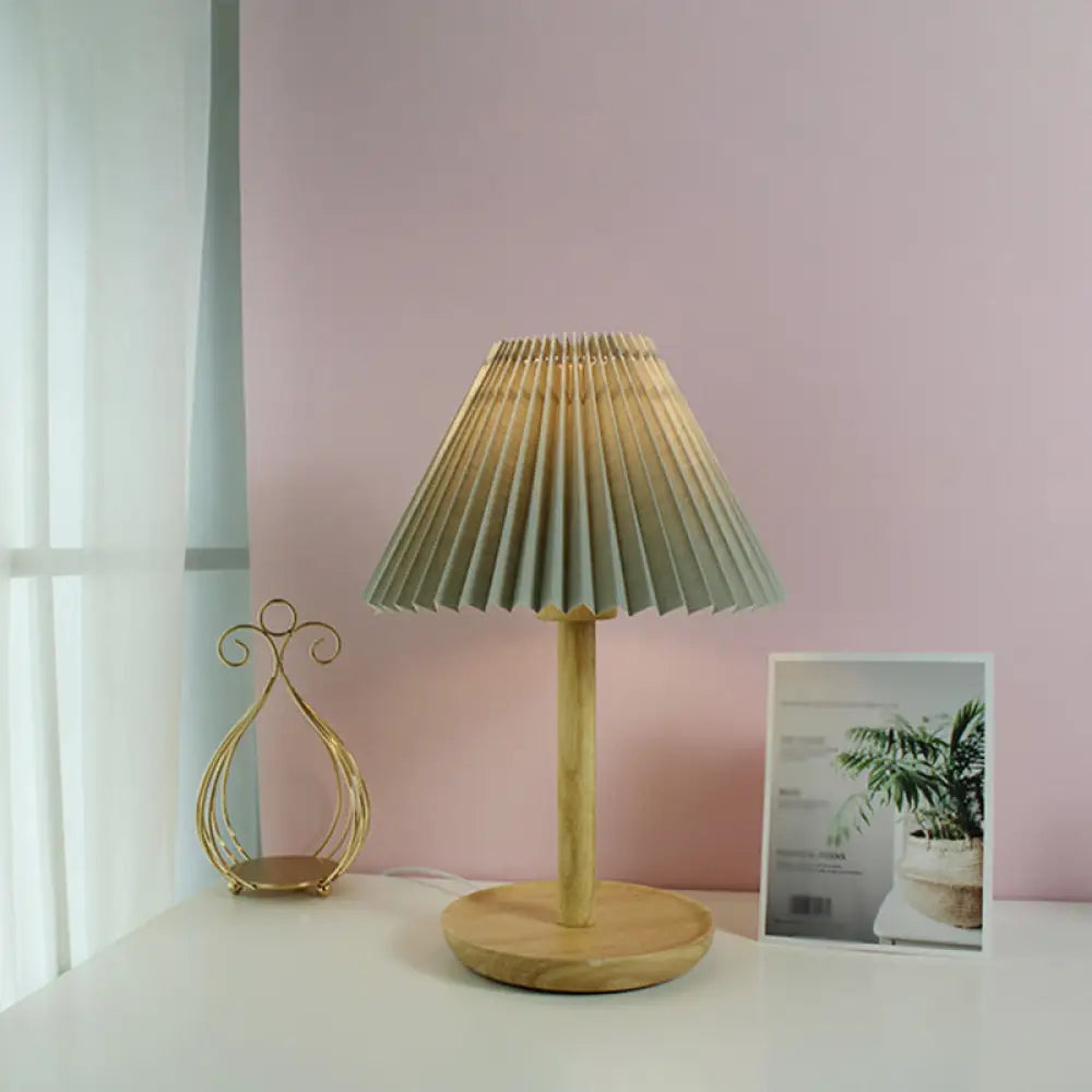 Francine - Folded Study Table Lamp with Wood Base - Grey/White/Dark ...