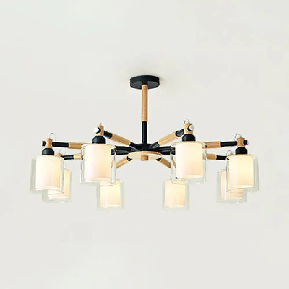 Glass Circular Column Hanging Lights - 6-Light Nordic Pendant Light ...