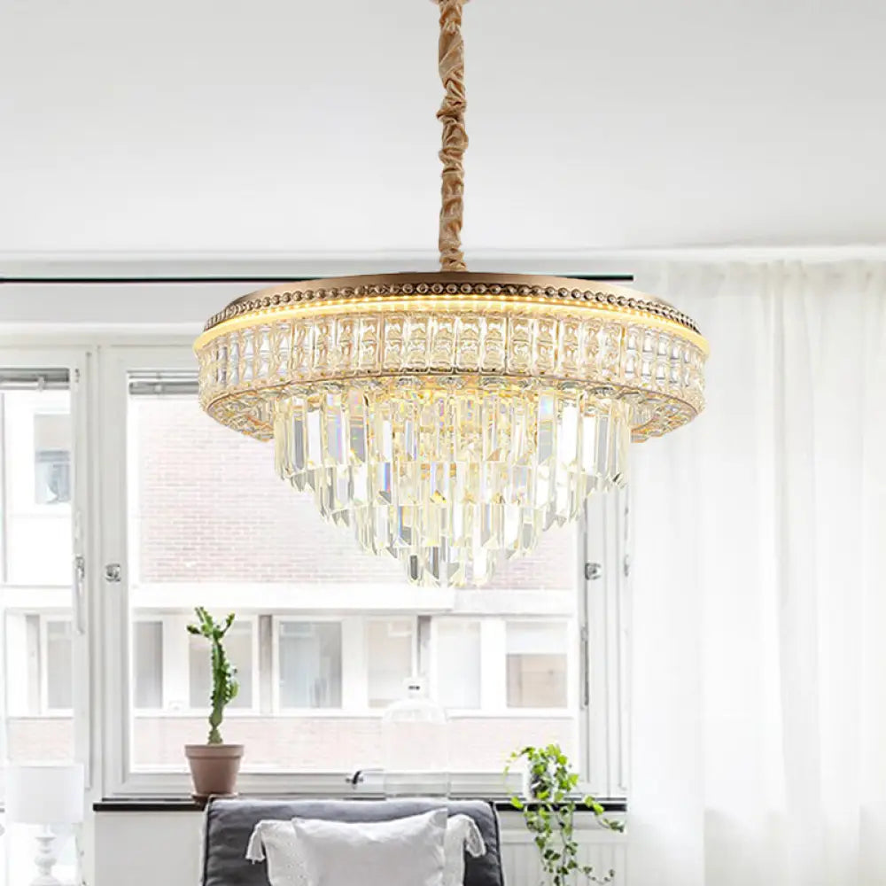 Gold Finish LED Pendant Lamp - Traditional Crystal Icicle/Orb Circular ...
