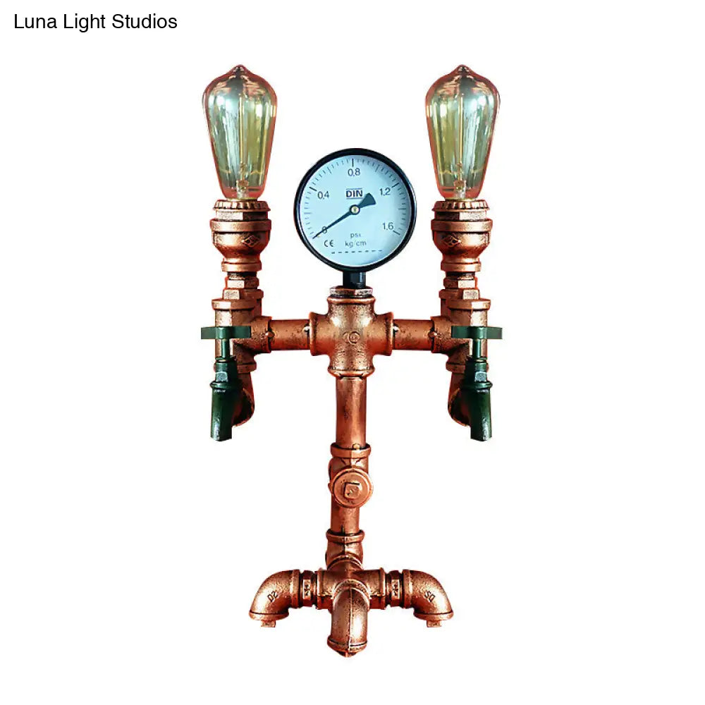 Industrial Rust Wrought Iron Table Lamp with Gauge and Faucet ...