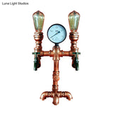 Industrial Rust Wrought Iron Table Lamp with Gauge and Faucet ...