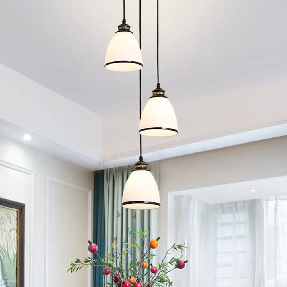 Ivory Glass Bell Pendant Light Cluster with Minimalist Design and ...