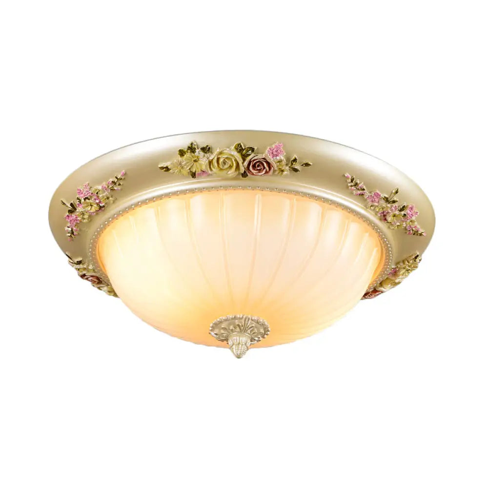 Korean Countryside Dome Flushmount Ceiling Light - 2 Heads, Prismatic ...