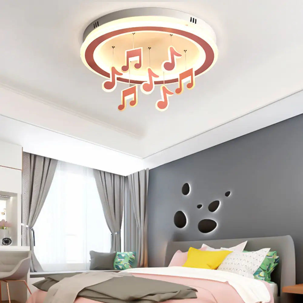 Macaron Loft Pink Theme Park Flush Mount Ceiling Light with Musical ...
