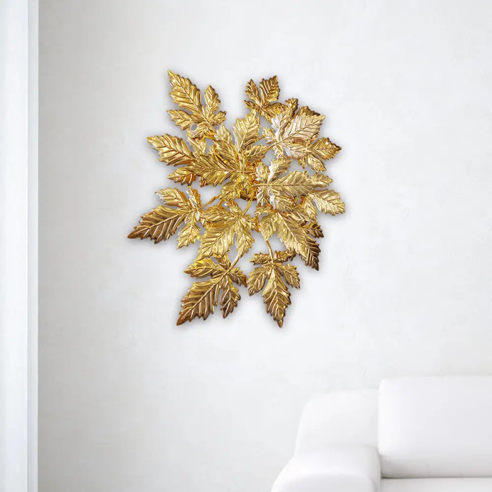 Maple Leaf Wall Mount Metal 6-Light Gold LED Sconce - Contemporary ...