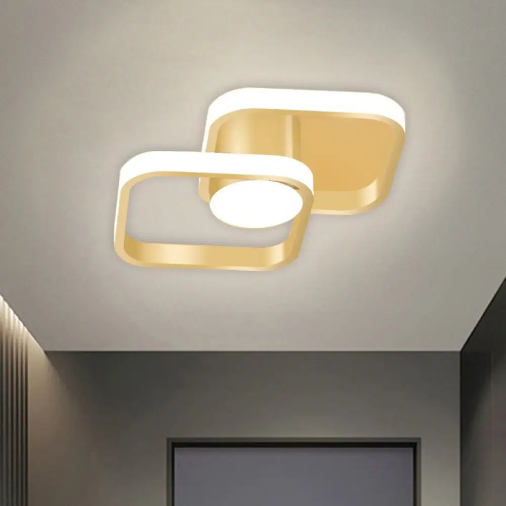 Metal Square Frame LED Gold Flush Mount Ceiling Light in Warm/White ...