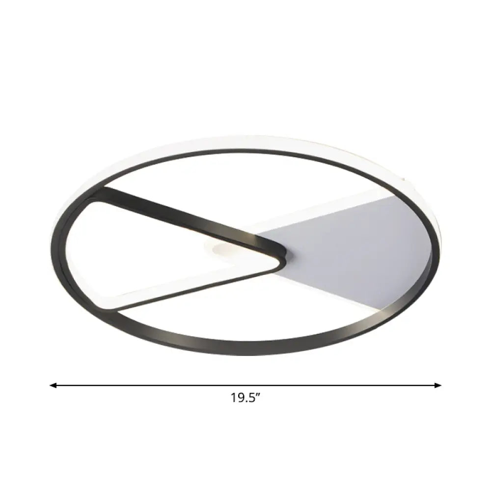 Metallic Round Slim Ceiling Light with Simple Black Design and LED ...