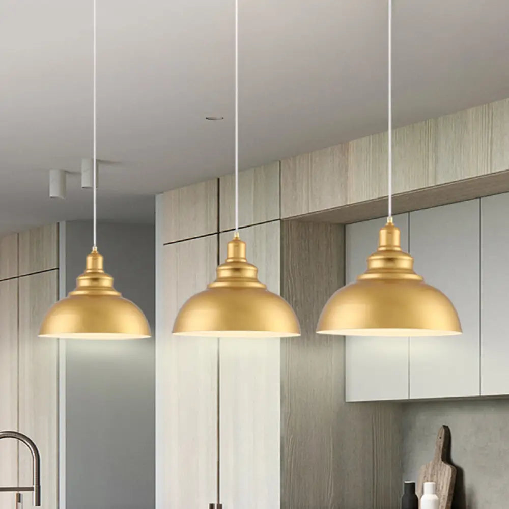 Mid-Century Gold Finish Metal Ceiling Pendant Light - 1 Head with ...