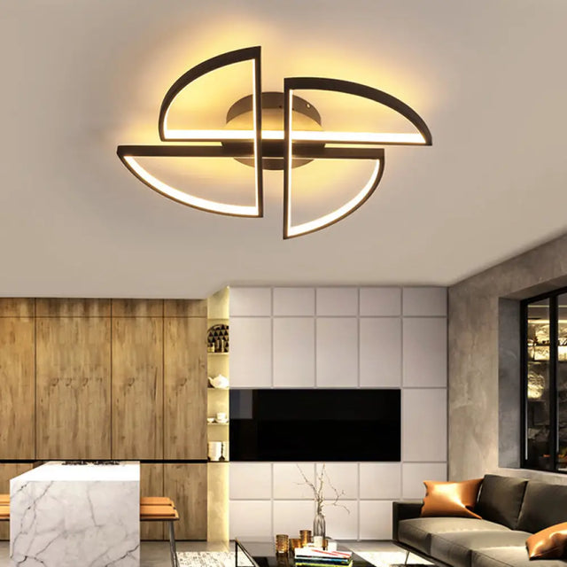 Minimalist LED Pinwheel-shaped Black Flush Mount Ceiling Light for ...