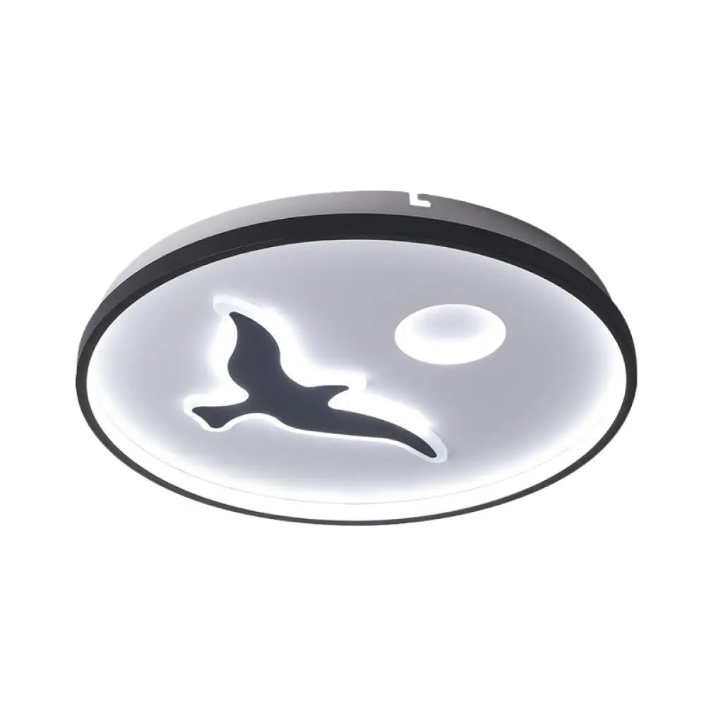 Minimalistic Bird Flush Mount Ceiling Light in Black Finish, Acrylic ...