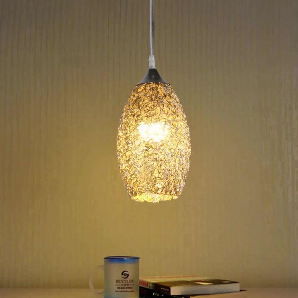 Modern Chrome Elliptical Pendulum Light - 1 Head Aluminum Ceiling Lamp ...