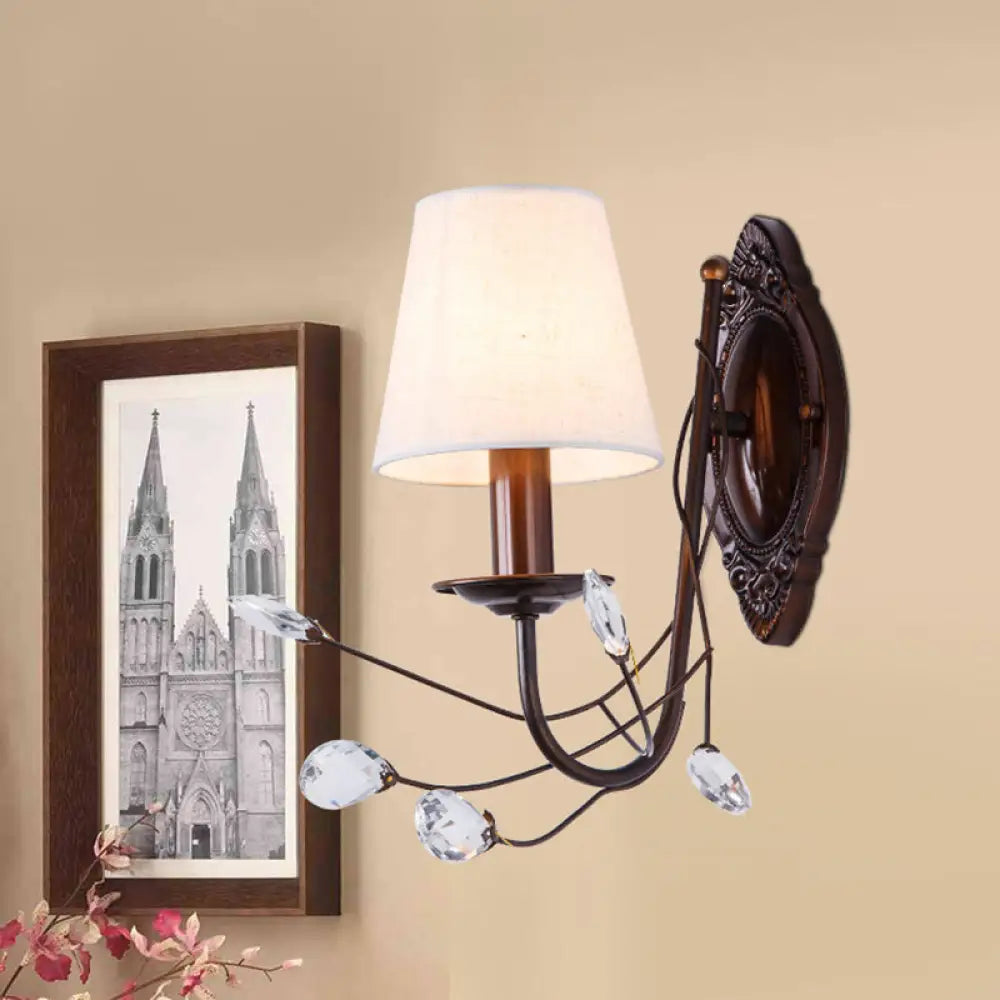 Modern Conical Fabric Wall Sconce - White 1/2-Light Fixture with ...