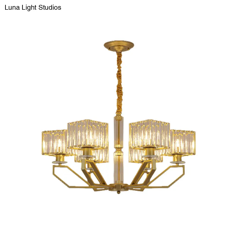 Modern Crystal Cuboid Chandelier - 6-Light Ceiling Pendant Lamp in ...