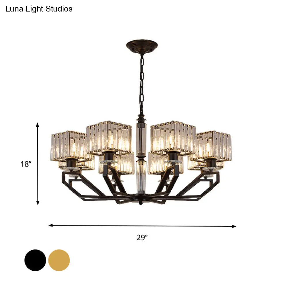 Modern Crystal Cuboid Chandelier - 6-Light Ceiling Pendant Lamp in ...