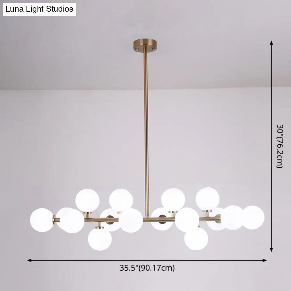 Modern Gold Island Pendant Lighting with 16 Lights - Spherical Glass ...
