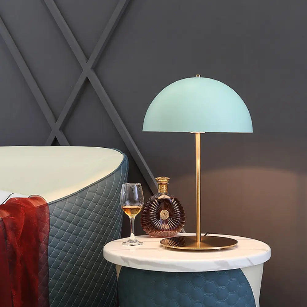 Modern Green Metal Dome Night Table Lamp - Bedroom Nightstand Lighting ...