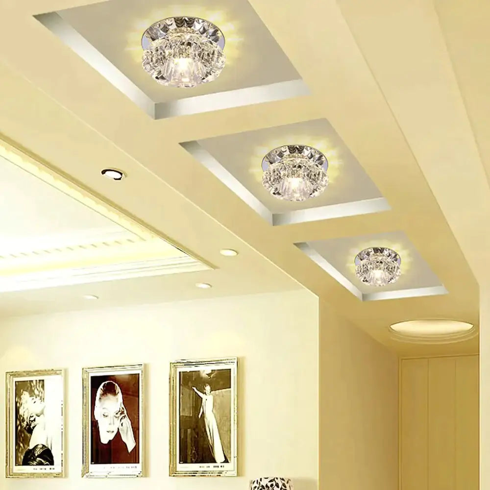 Modern LED Chip Crystal Aisle Lamp Solid Stainless Steel – LunaLightStudios